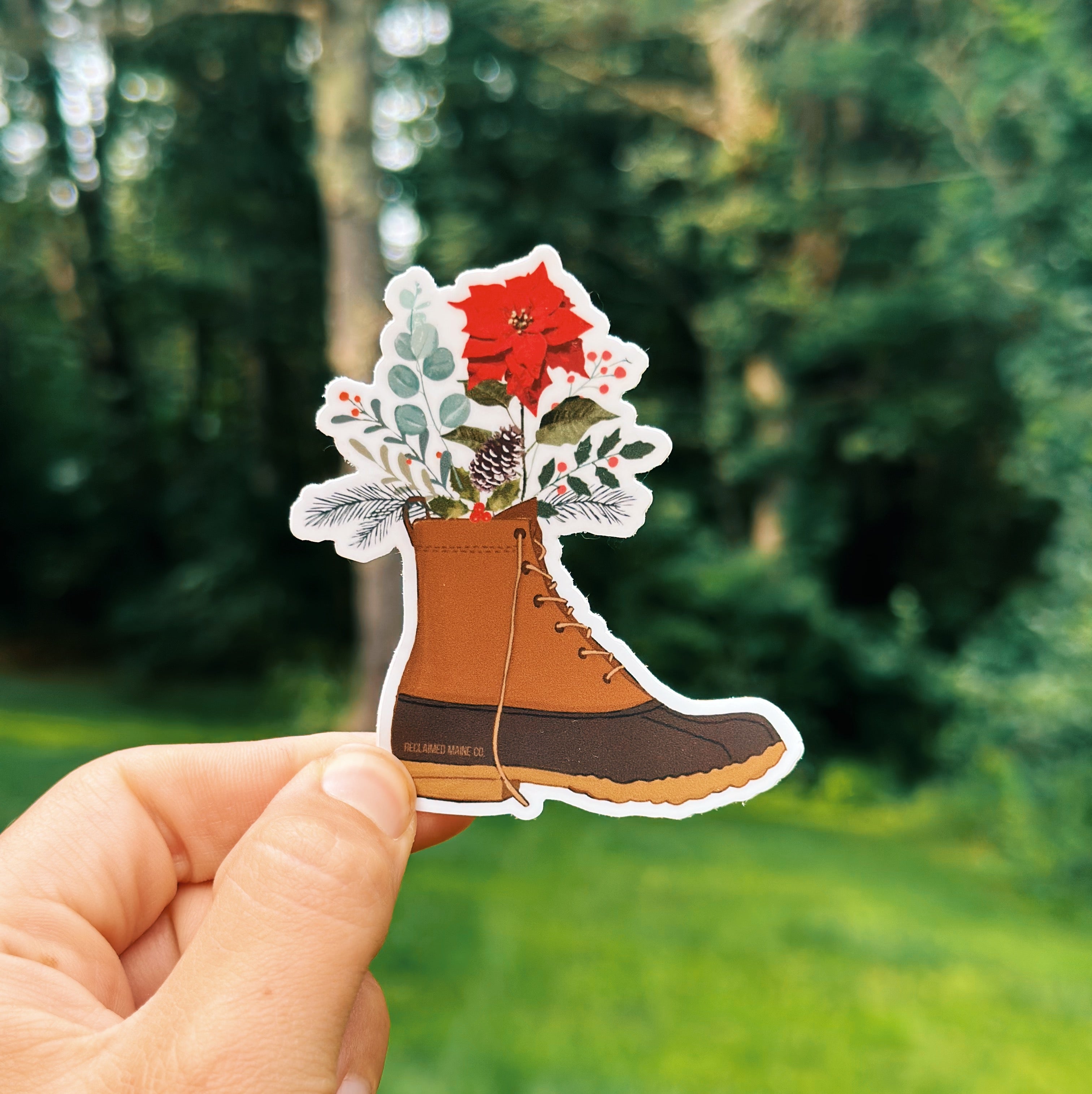 Holiday Boot Bouquet Sticker | Maine Stickers | Reclaimed Maine Co.